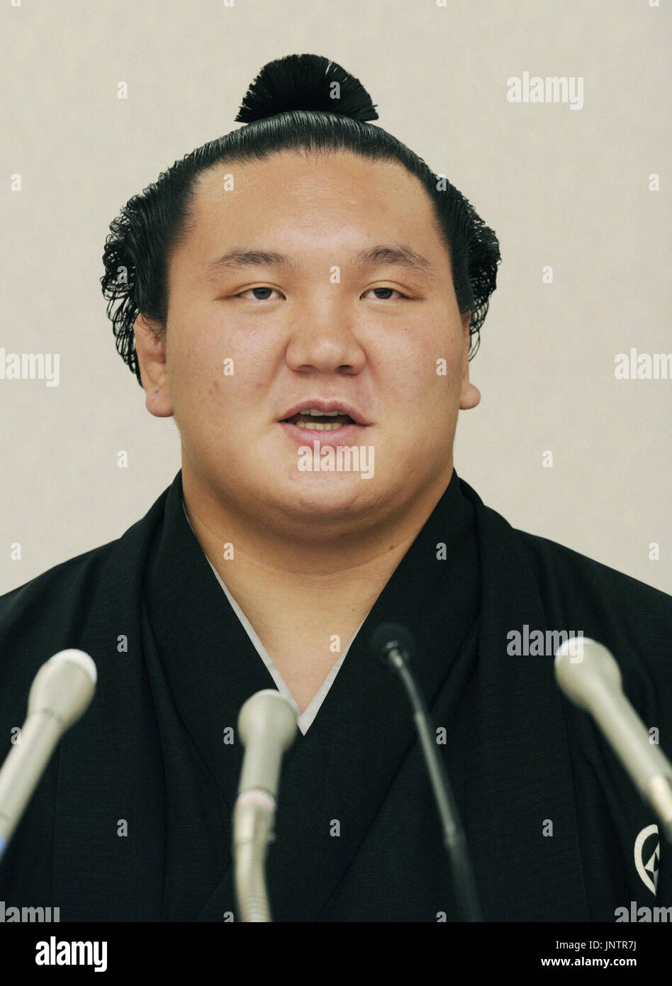 TOKYO, Japan - Sumo grand champion Hakuho speaks during a press ...