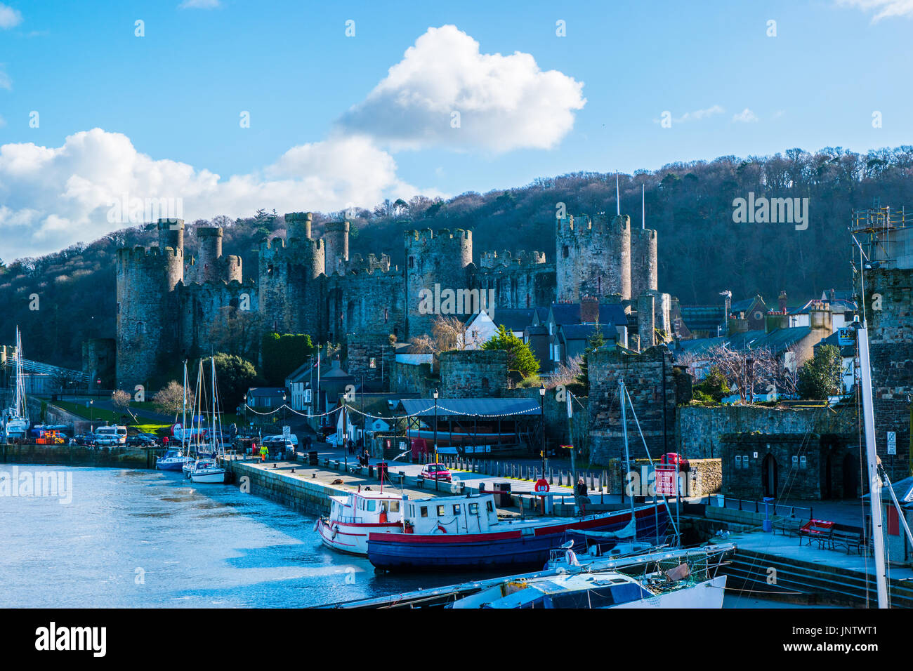 Conway with views of the castle Stock Photo - Alamy