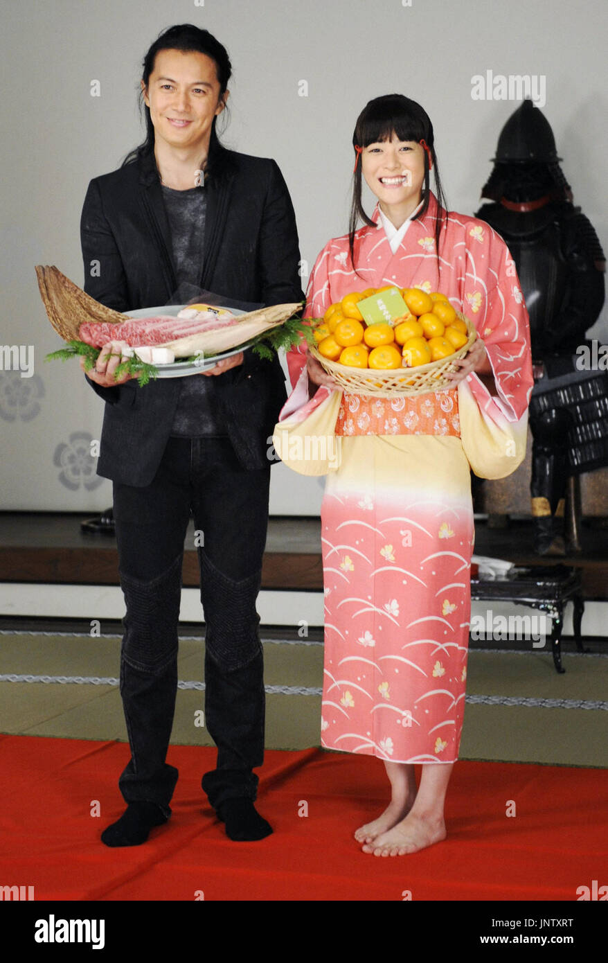TOKYO, Japan - Actor and musician Masaharu Fukuyama (L) and actress ...