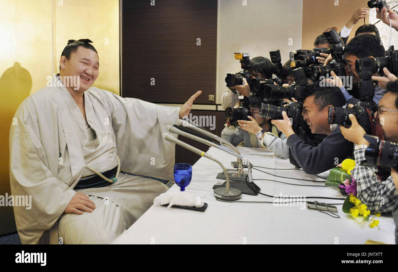 FUKUOKA, Japan - Sumo grand champion Hakuho from Mongolia poses for ...