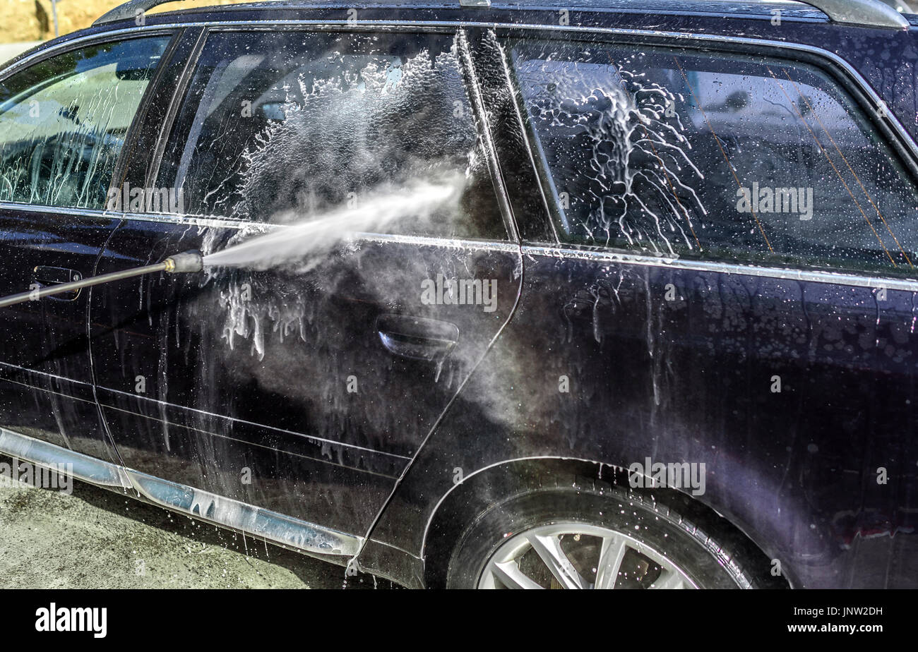 High-pressure washing car outdoors Stock Photo - Alamy