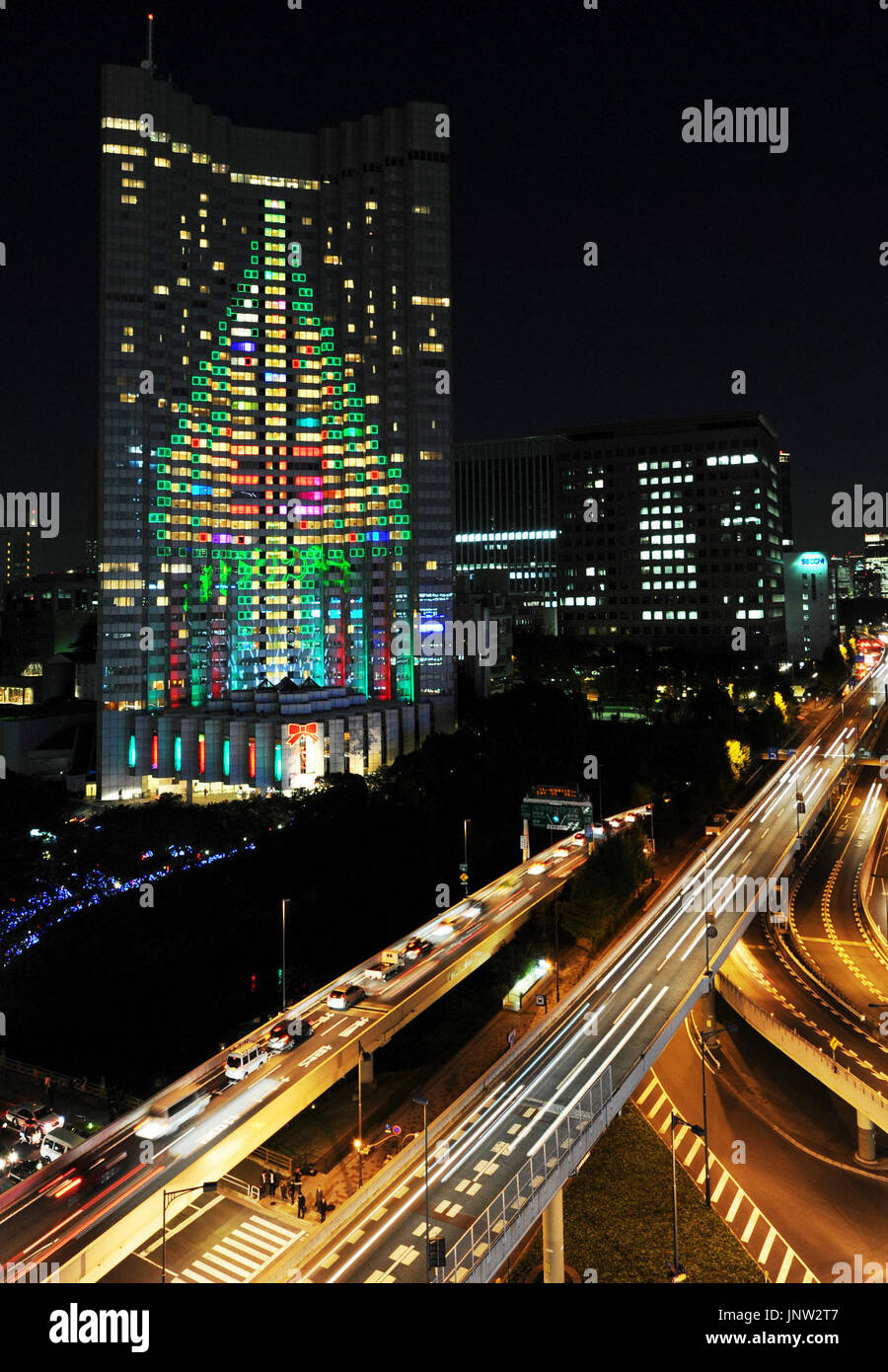 TOKYO, Japan - The Grand Prince Hotel Akasaka is lit up in colors to ...