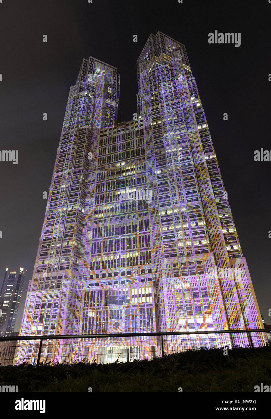 TOKYO, Japan - Colorful lighting up of the Tokyo city hall's main ...