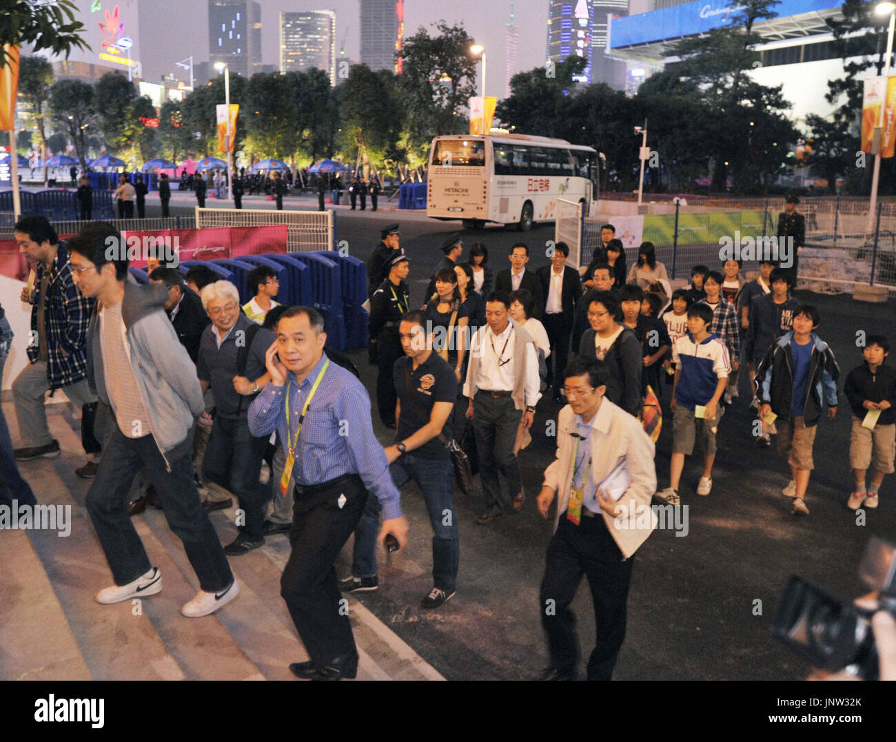 GUANGZHOU, China - Japanese supporters enter Tianhe Stadium in ...