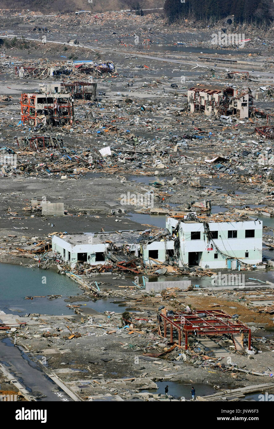 SENDAI, Japan - Photo taken from a Kyodo News helicopter shows the ...