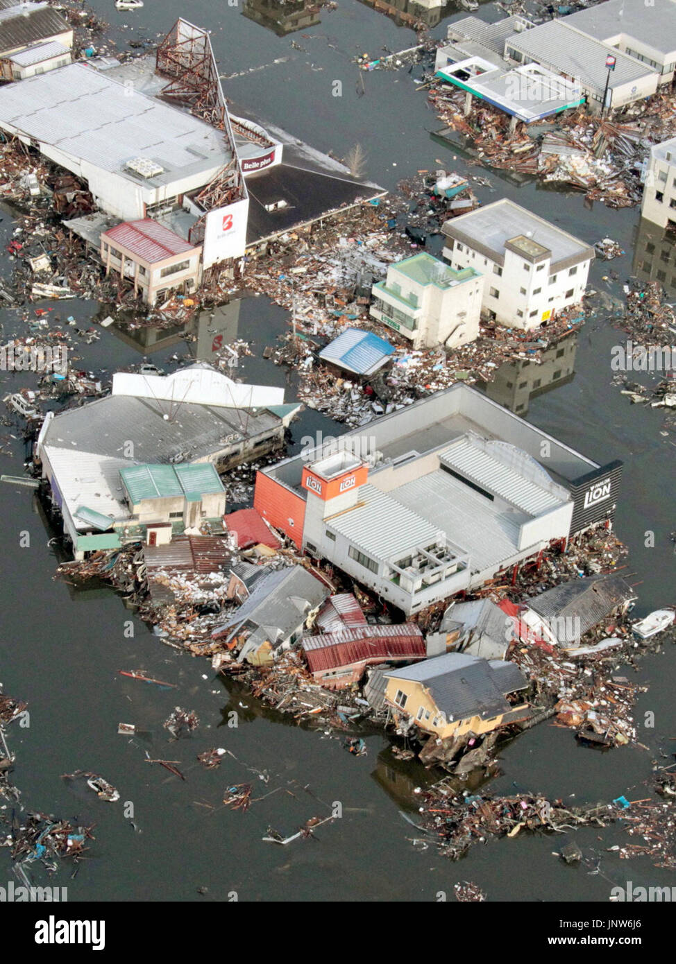 KESENNUMA, Japan - Aerial photo taken from a Kyodo News helicopter ...
