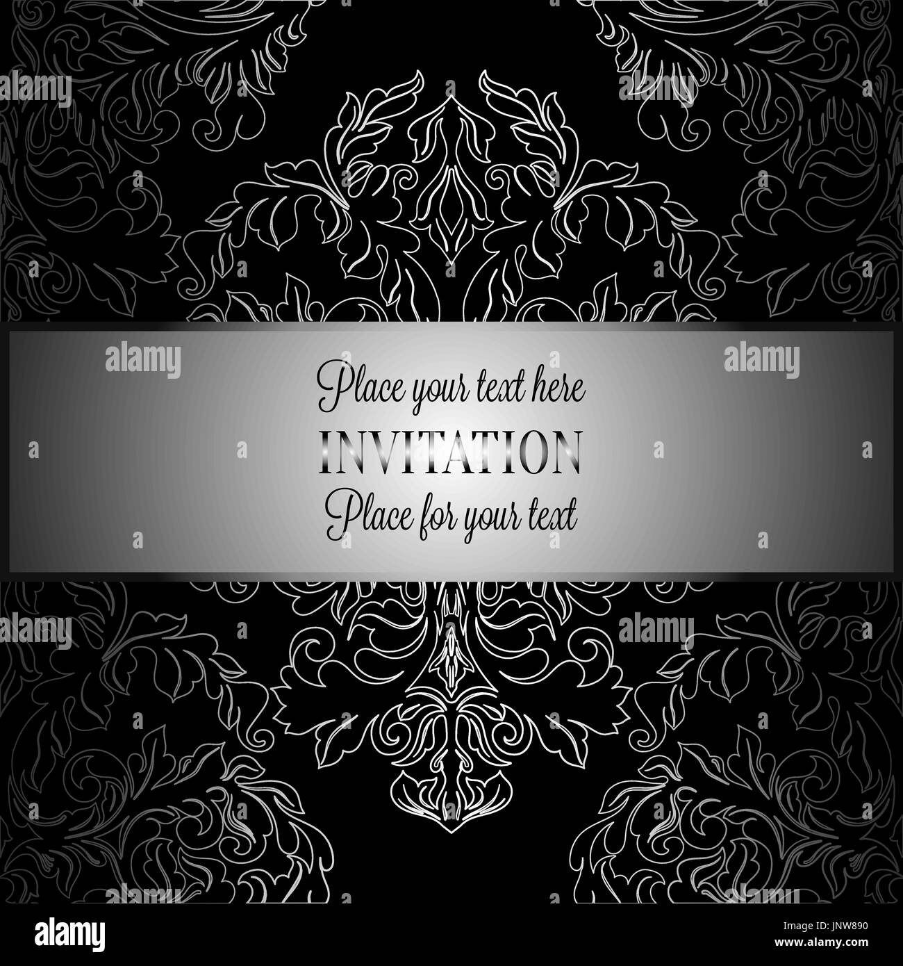 Baroque background with antique, luxury black and white vintage frame ...