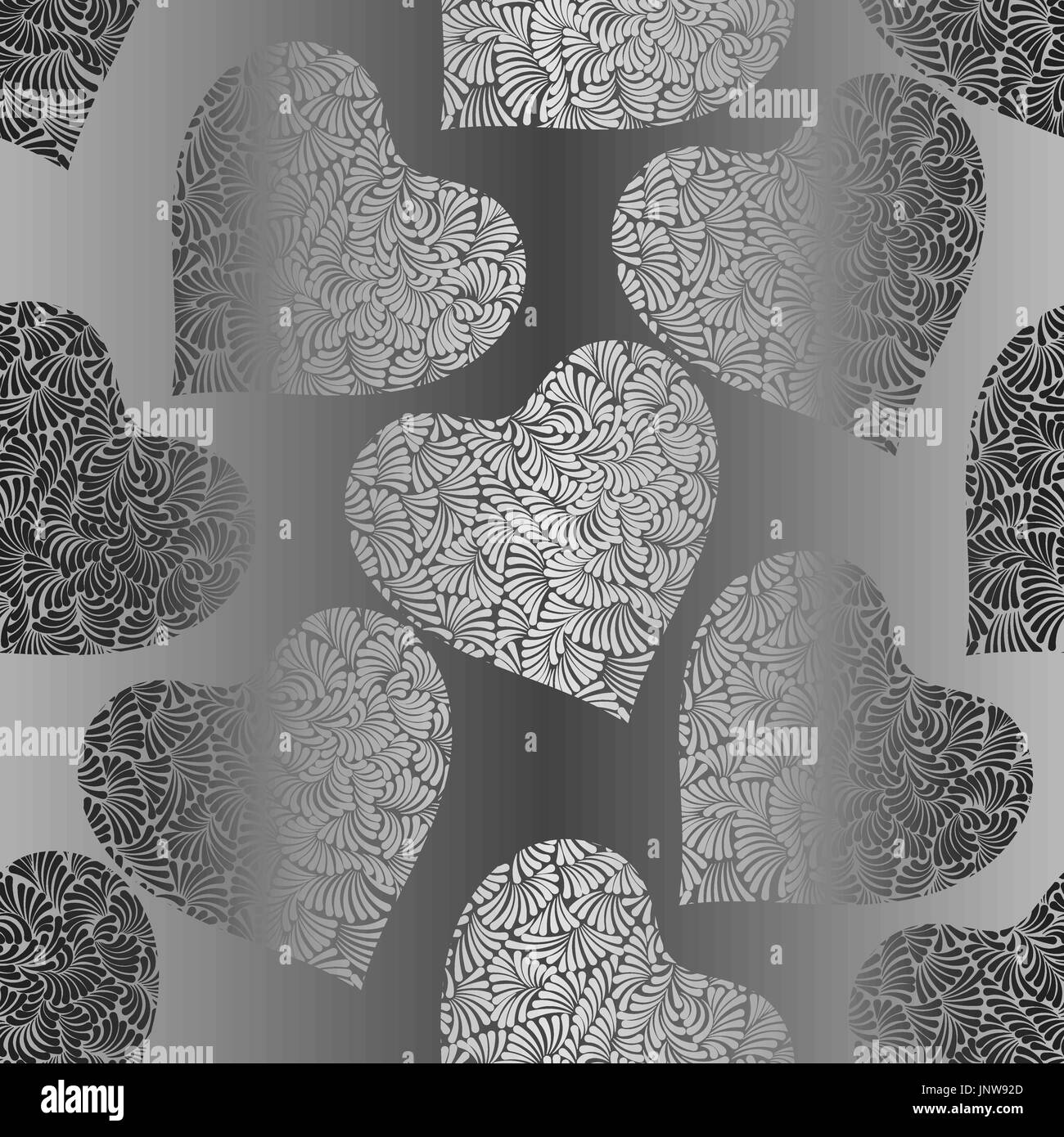 Silver hearts seamless vector pattern. Shiny silver Valentines day ...