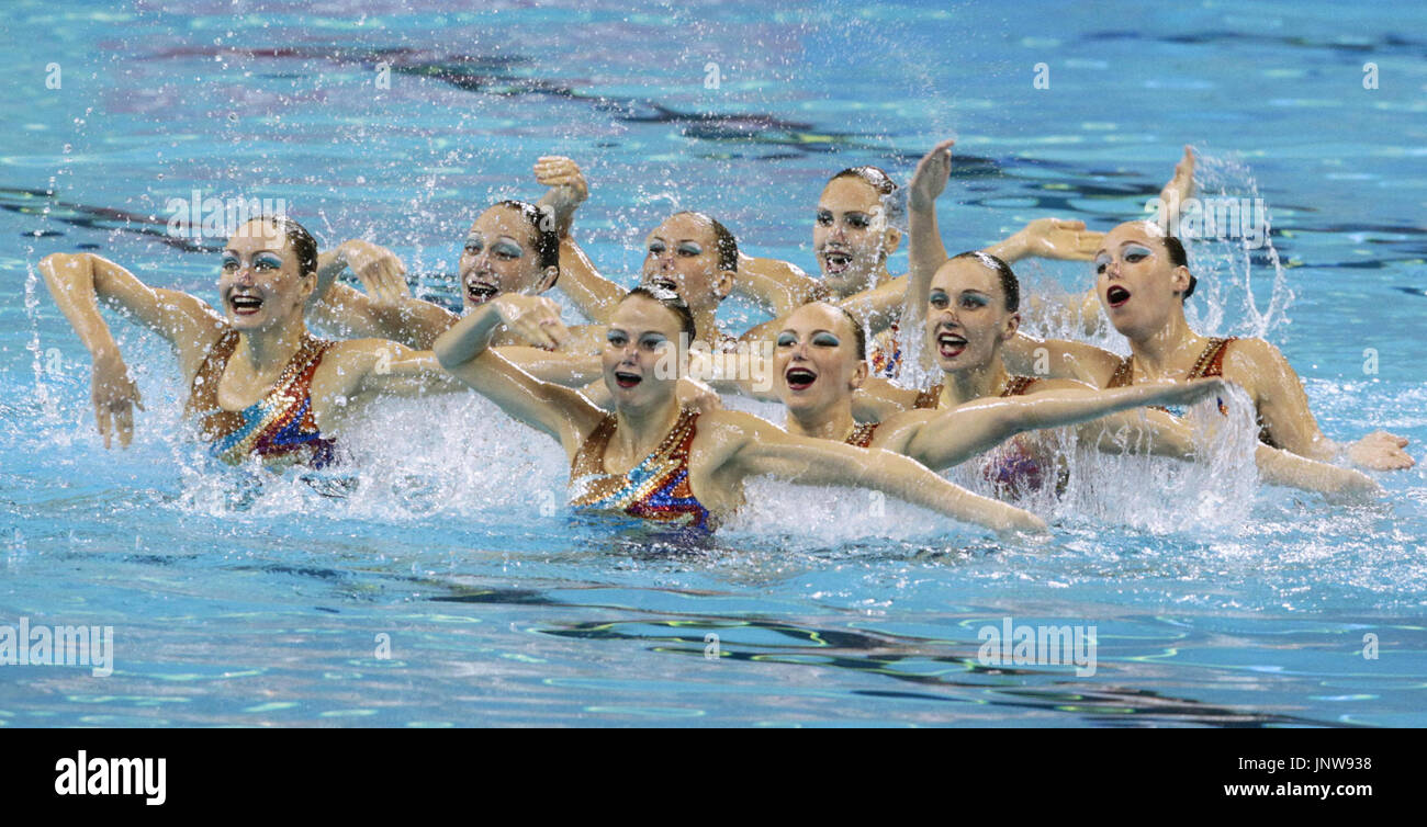 SHANGHAI, China - Russia's synchronized swimming team performs during ...