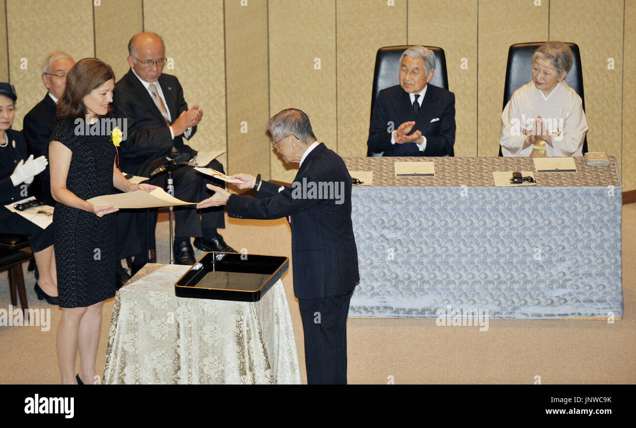 TOKYO, Japan - American researcher Nancy Moran (L front), professor at ...