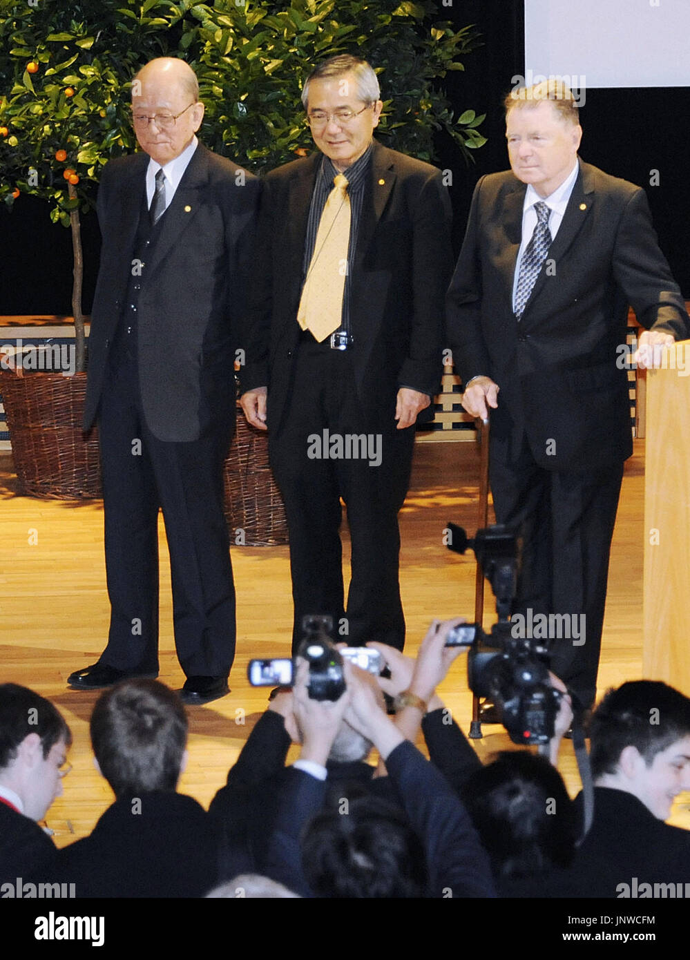 STOCKHOLM, Sweden - (From L to R) Japanese scientists Akira Suzuki and ...