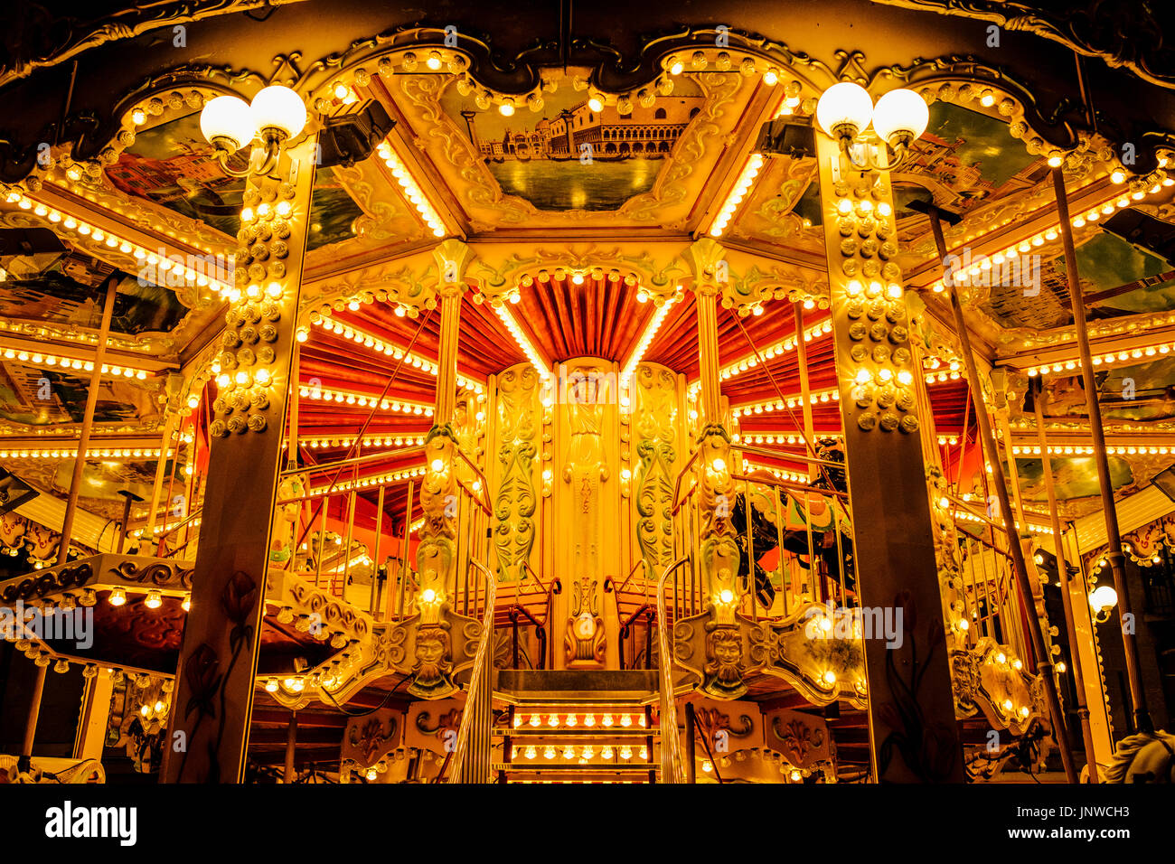 Detail of a carousel in Reims, FRance Stock Photo - Alamy