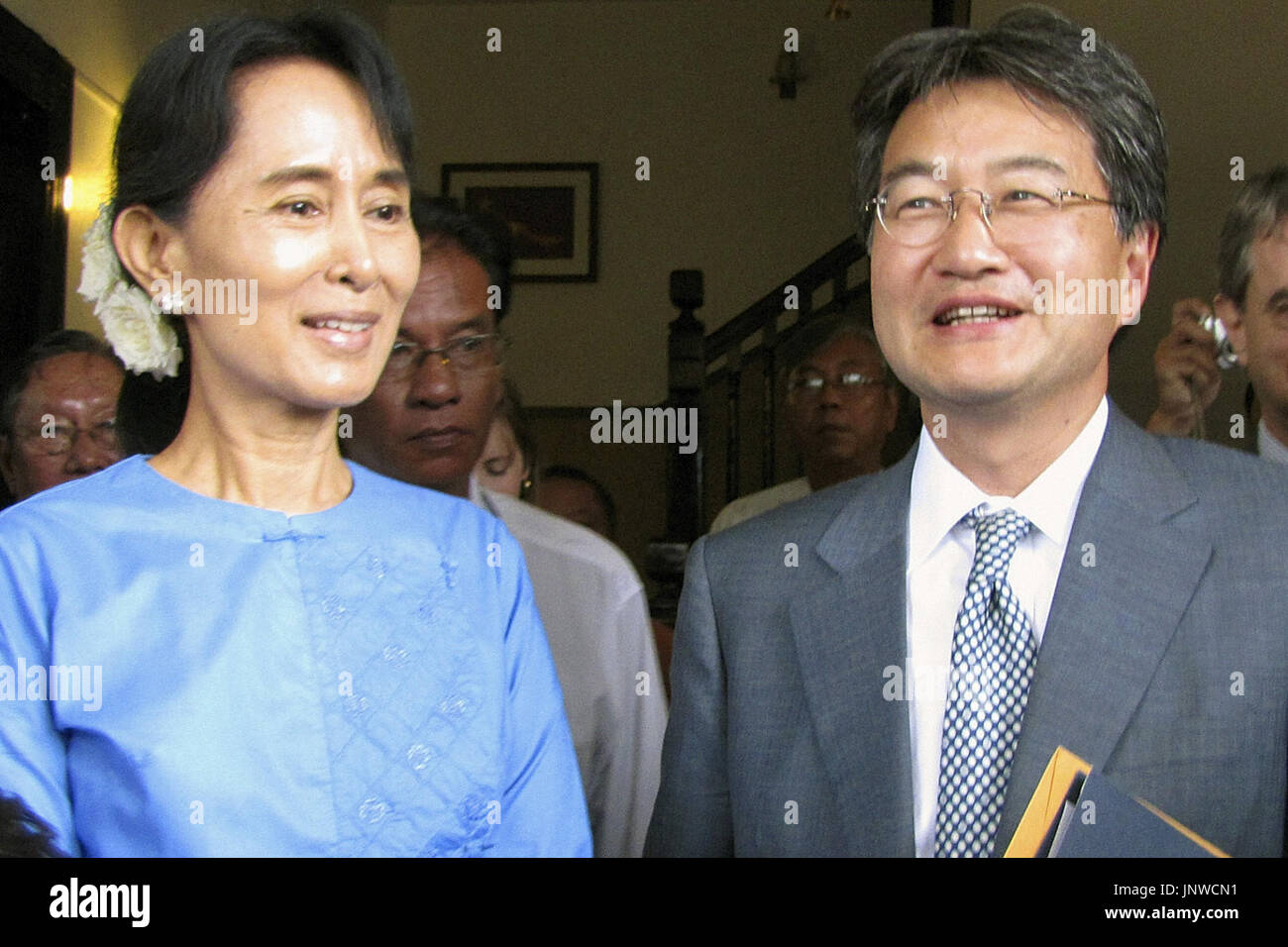 YANGON, Myanmar - Aung San Suu Kyi (L), pro-democracy icon in Myanmar ...