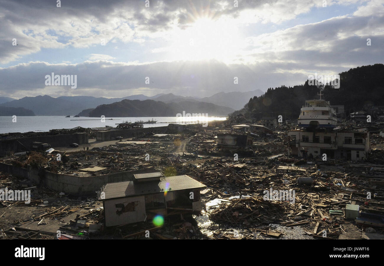 OTSUCHI, Japan - Photo shows the town of Otsuchi, Iwate Prefecture ...