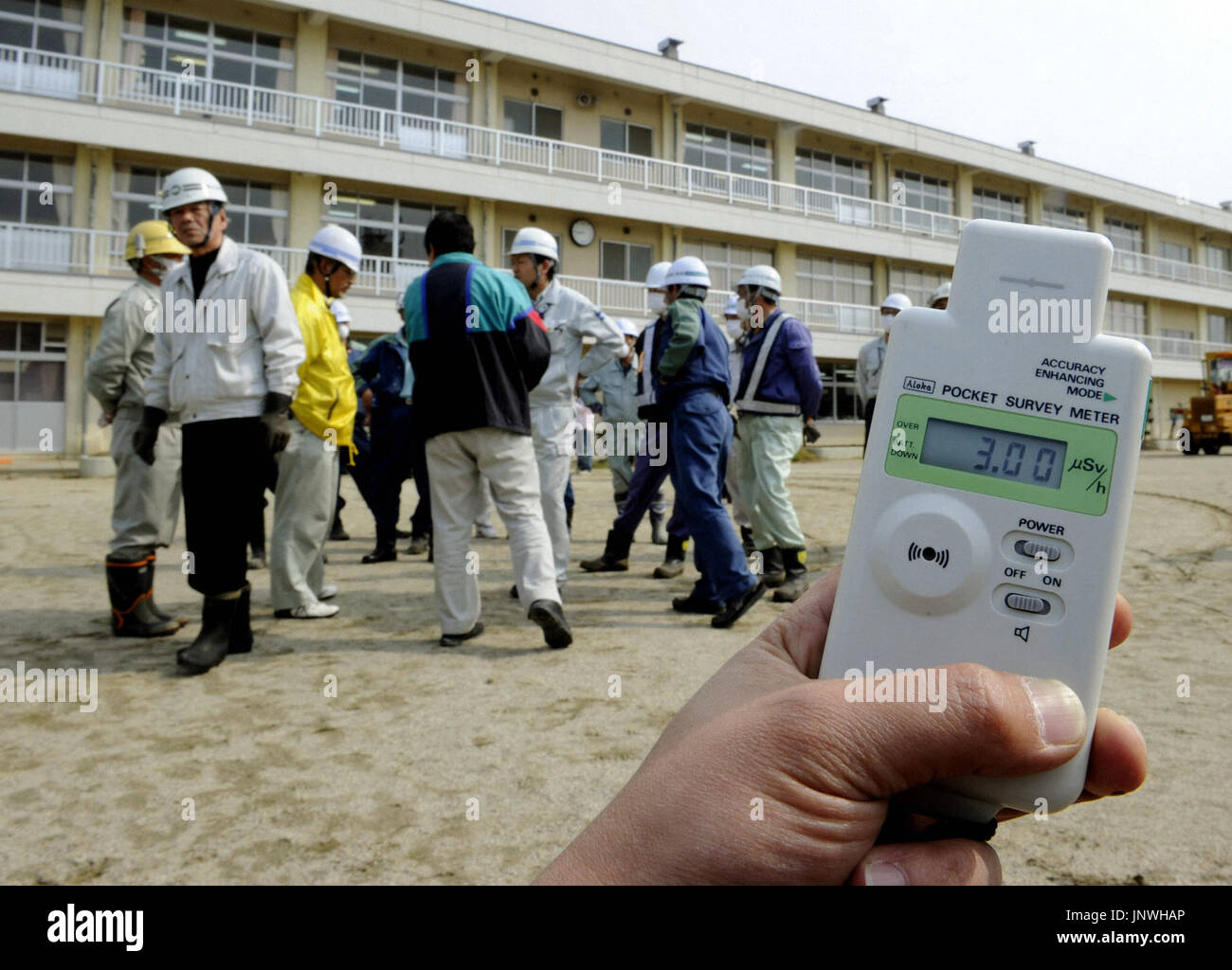 KORIYAMA, Japan - A radiation detector indicates a level of 3.0 ...