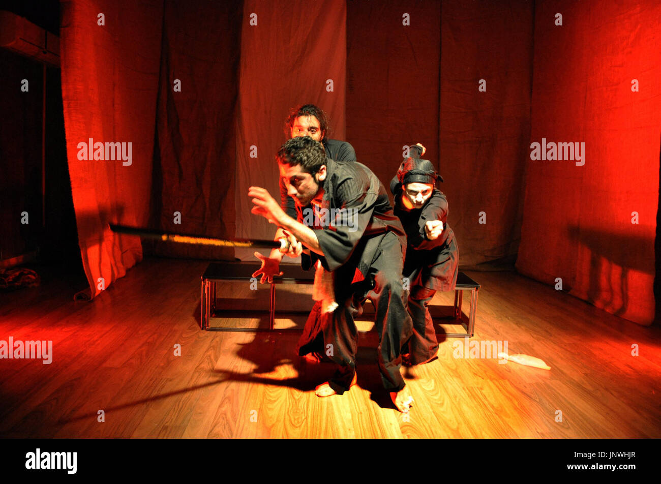 TEHRAN, Iran - Iranian actors perform a mime, directed by Japan's Izumi ...