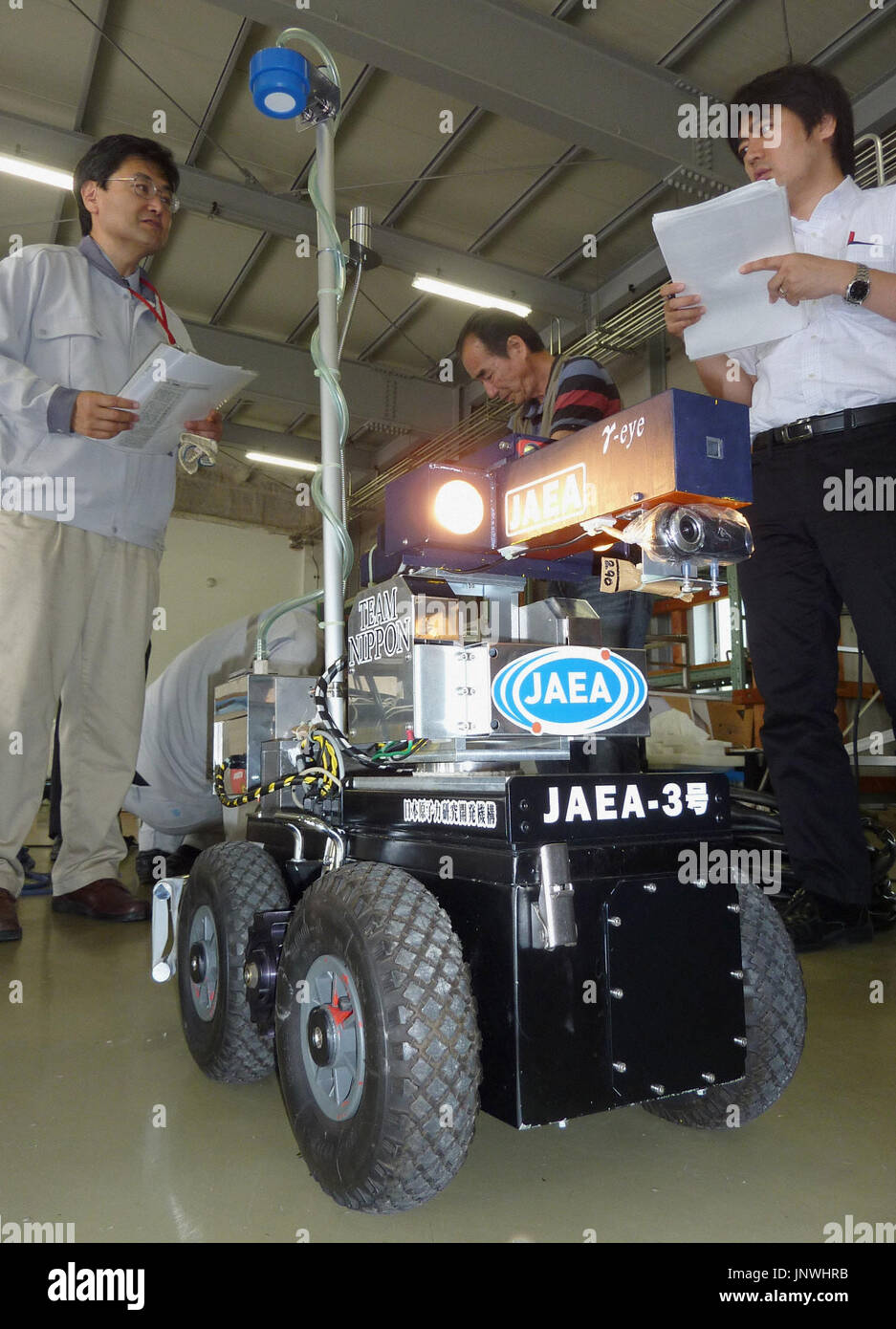 MITO, Japan - Nuclear disaster operation robot ''JAEA-3'' is shown to ...