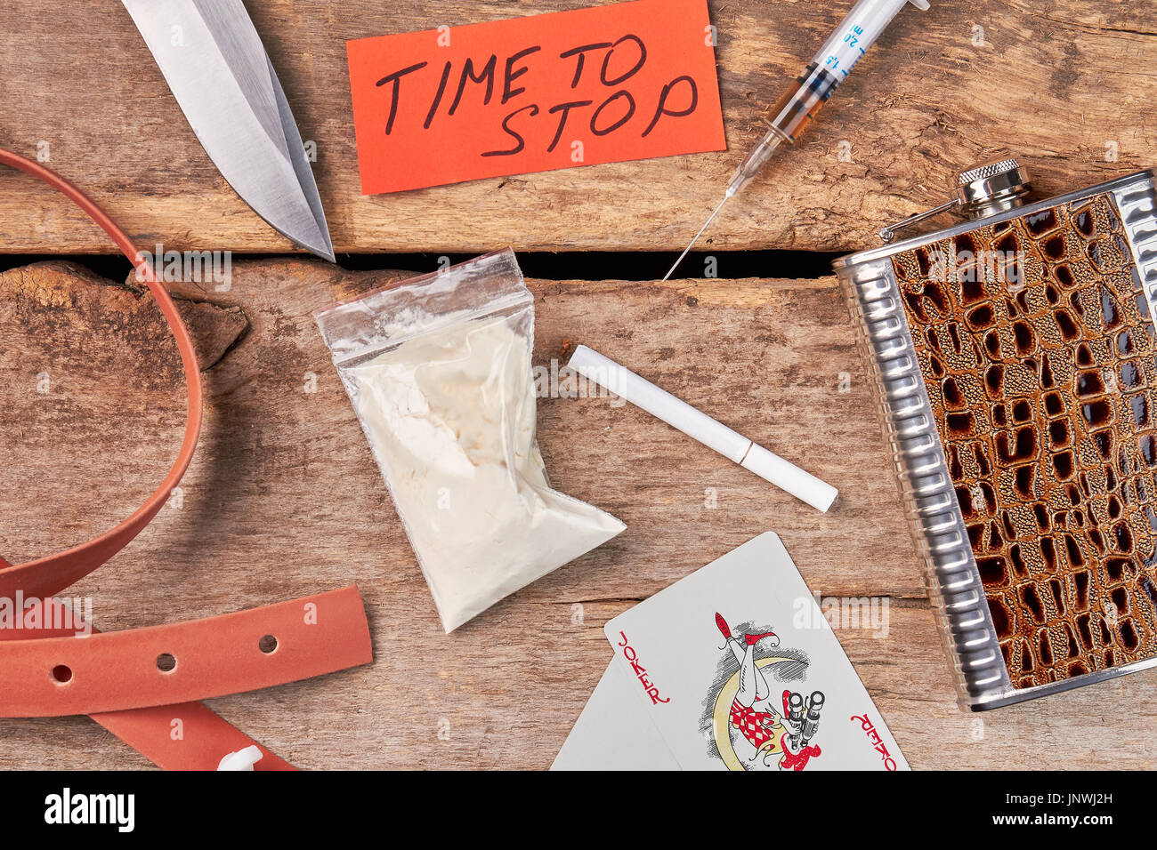 Time to stop use narcotics and alcohol Stock Photo - Alamy