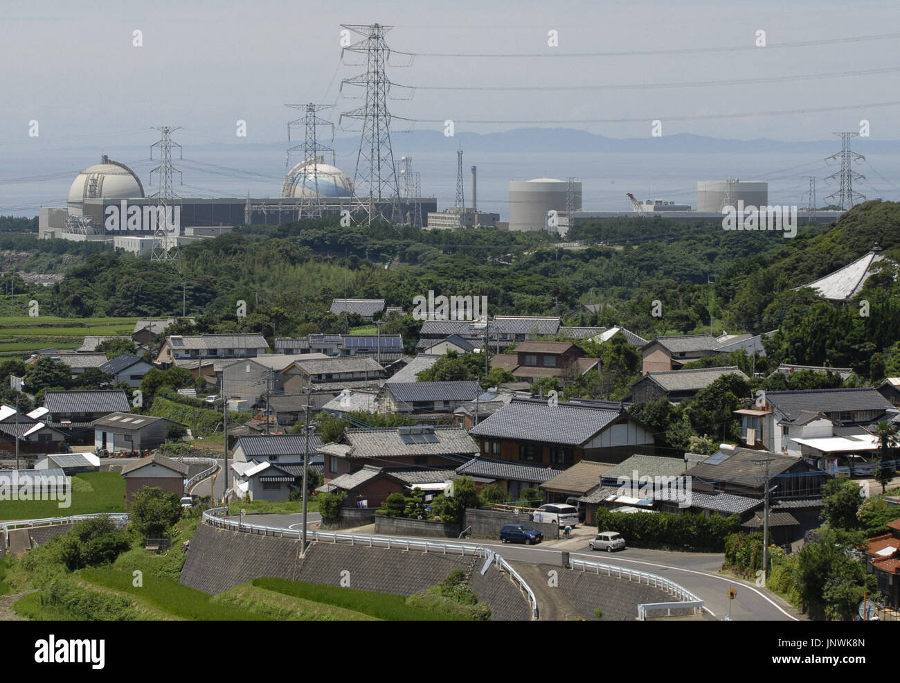 FUKUOKA, Japan - Photo shows the Genkai nuclear power plant and houses ...
