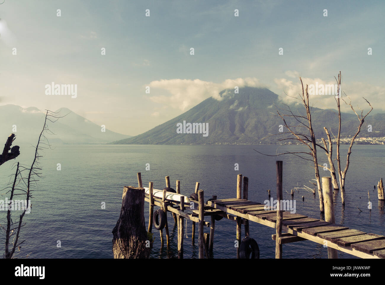 View on volcano landscape by Lago Atitlan in Guatemala Stock Photo - Alamy