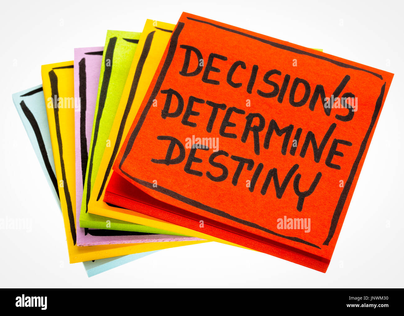 decisions determine destiny reminder - handwriting in black ink on an ...