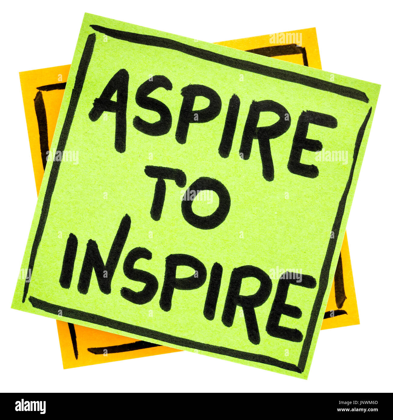 aspire to inspire reminder - handwriting in black ink on an isolated ...