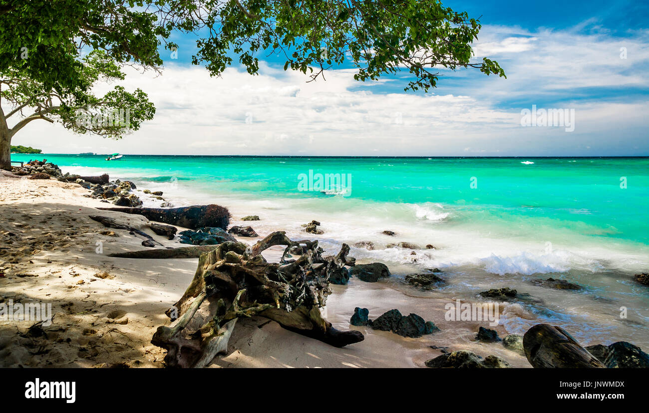 View on paradise beach of Playa blanca by Baru in Colombia Stock Photo ...