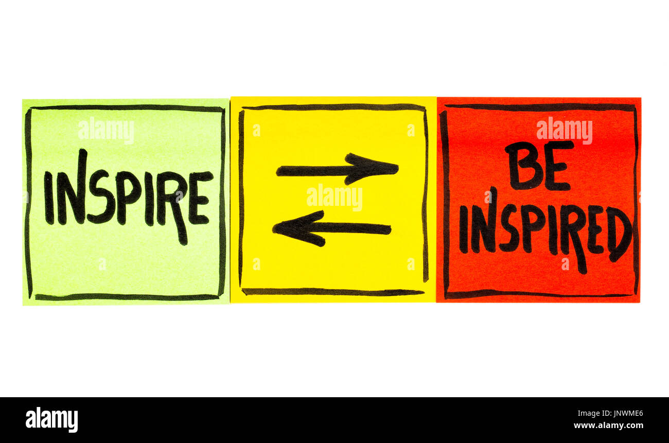 inspire and be inspired concept - handwriting in black ink on an ...