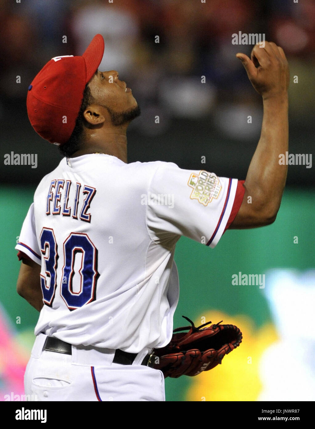 ARLINGTON, United States - Texas Rangers pitcher Neftali Feliz reacts ...