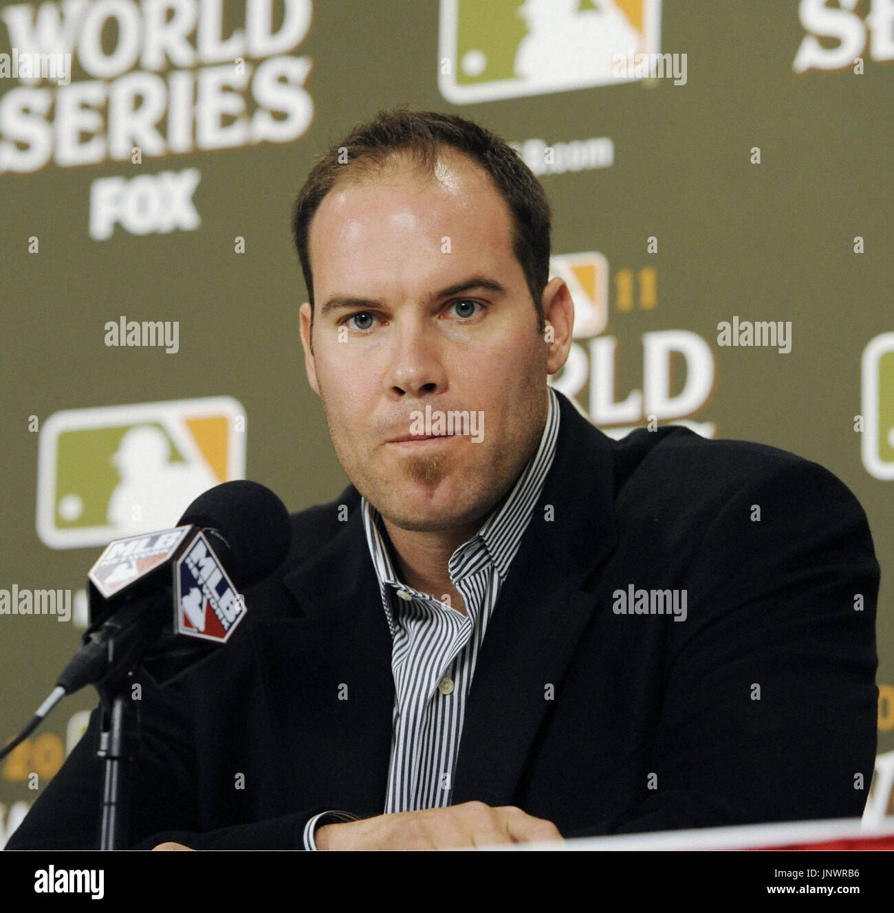 ST. LOUIS, United States - Texas Rangers pitcher Colby Lewis attends a ...