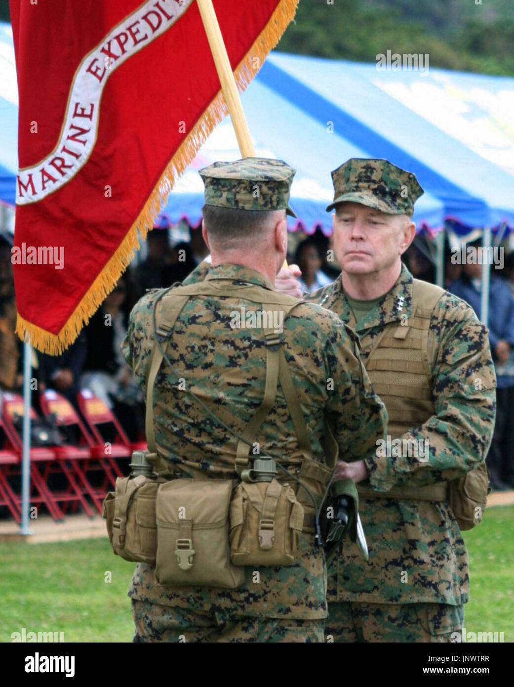 NAHA, Japan - Lt. Gen. Kenneth Glueck (R) of the U.S. Marine Corps ...