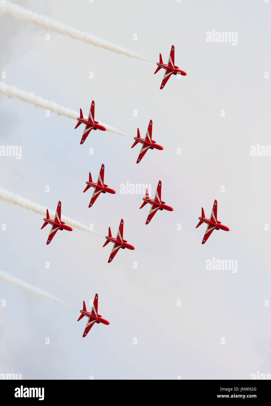 The Red Arrows. RAF aerobatics display team the Red Arrows give a ...