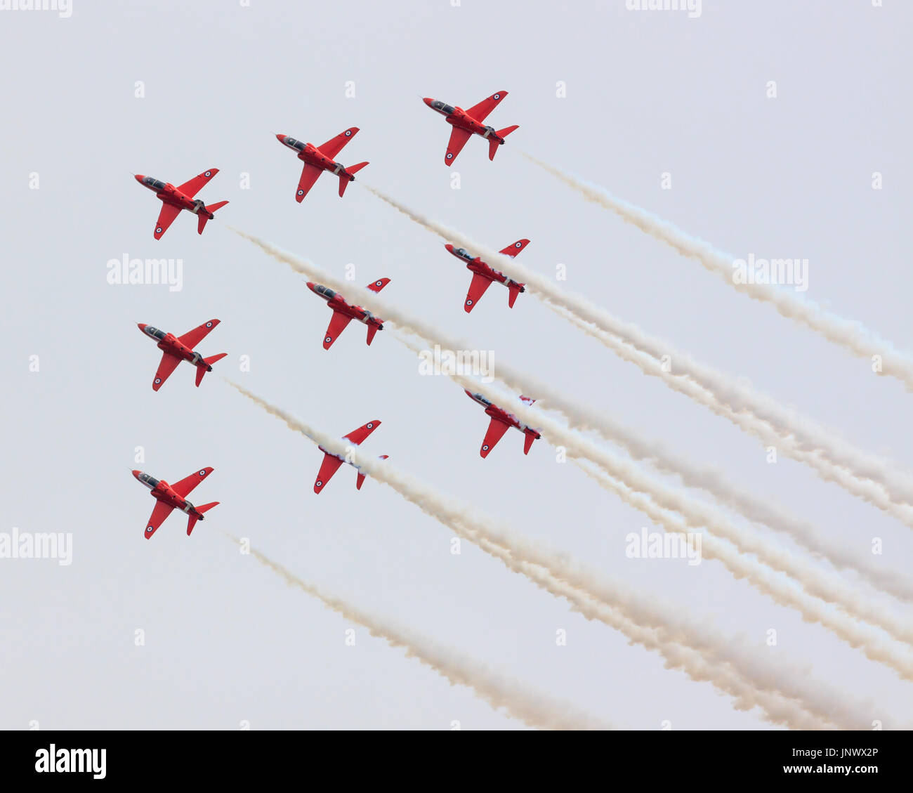 The Red Arrows. RAF aerobatics display team the Red Arrows give a ...