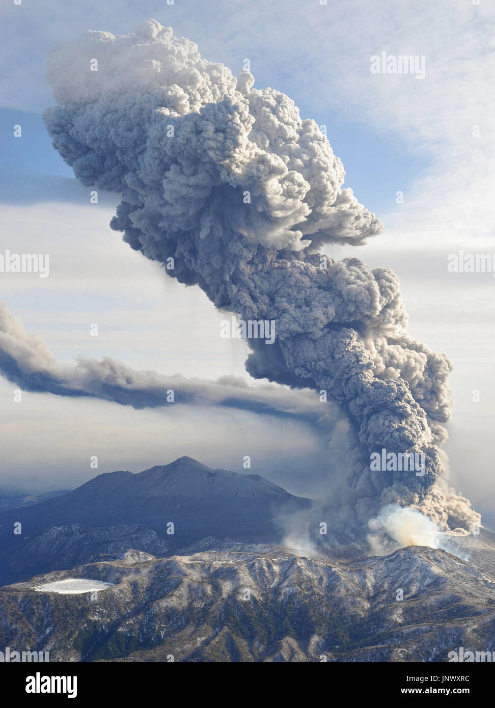 FUKUOKA, Japan - Photo taken from a Kyodo News helicopter shows a ...