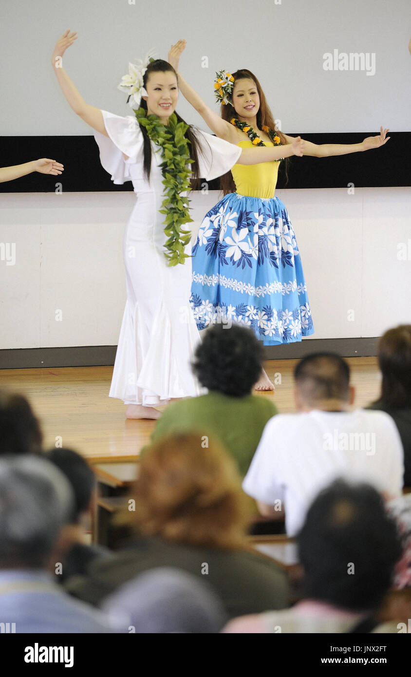 TOKYO, Japan - Hula dancers from Spa Resort Hawaiians in Iwaki ...