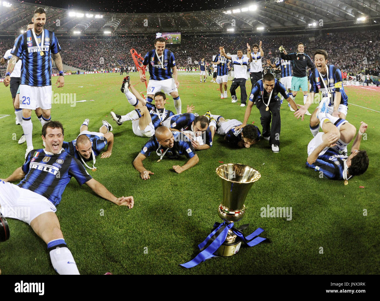 ROME, Italy - Inter Milan players celebrate their team's second ...