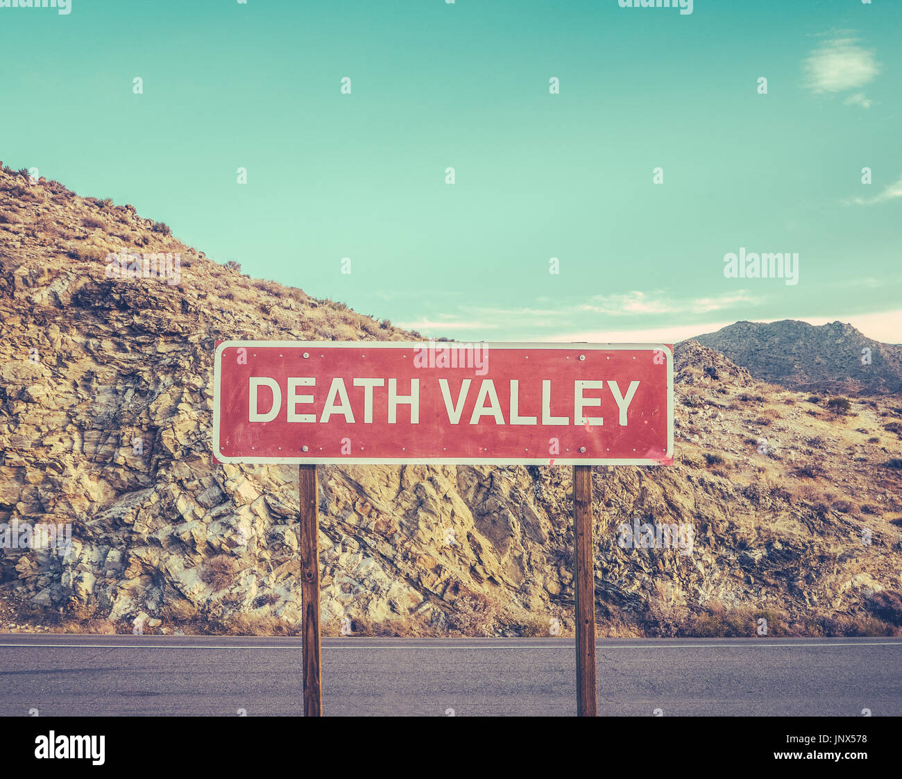 A Sign For Death Valley In The Desert Wilderness Stock Photo - Alamy