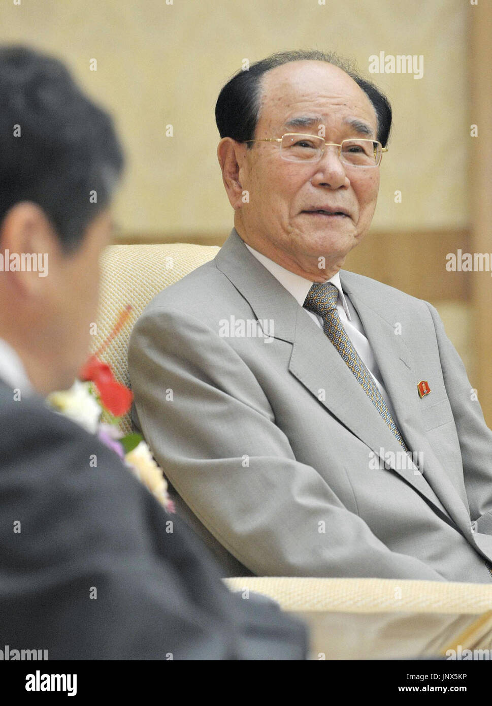 PYONGYANG, North Korea - North Korea's No. 2 leader, Kim Yong Nam, speaks during an interview ...