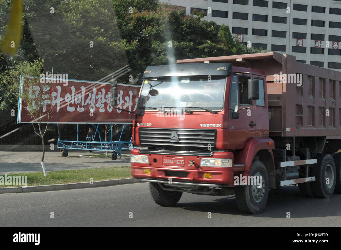BEIJING, China - A construction truck drives through a street in ...