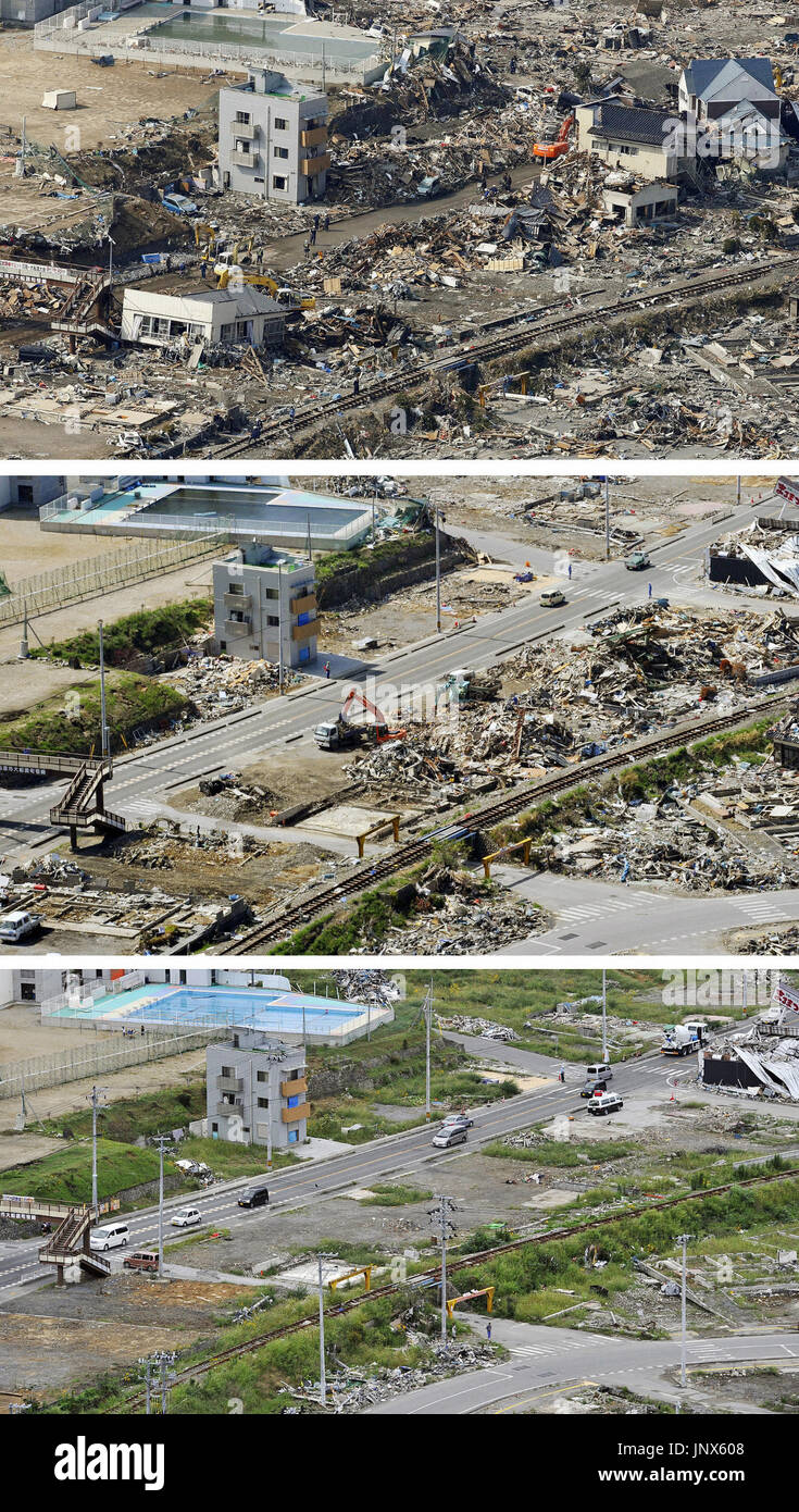 OFUNATO, Japan - Photos taken from a Kyodo News helicopter of the ...