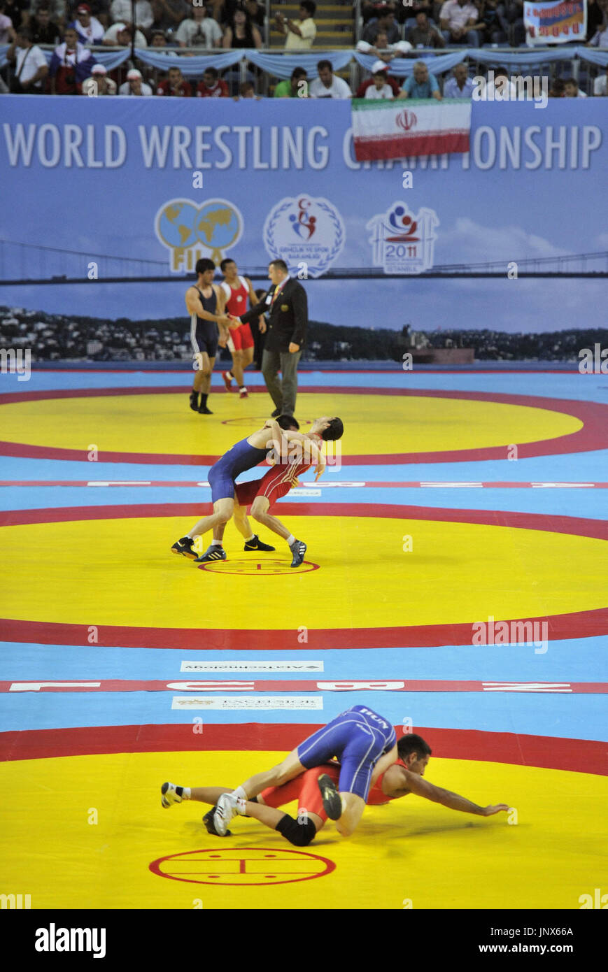 ISTANBUL, Turkey - Wrestlers compete on Sept. 12, 2011 in Istanbul ...