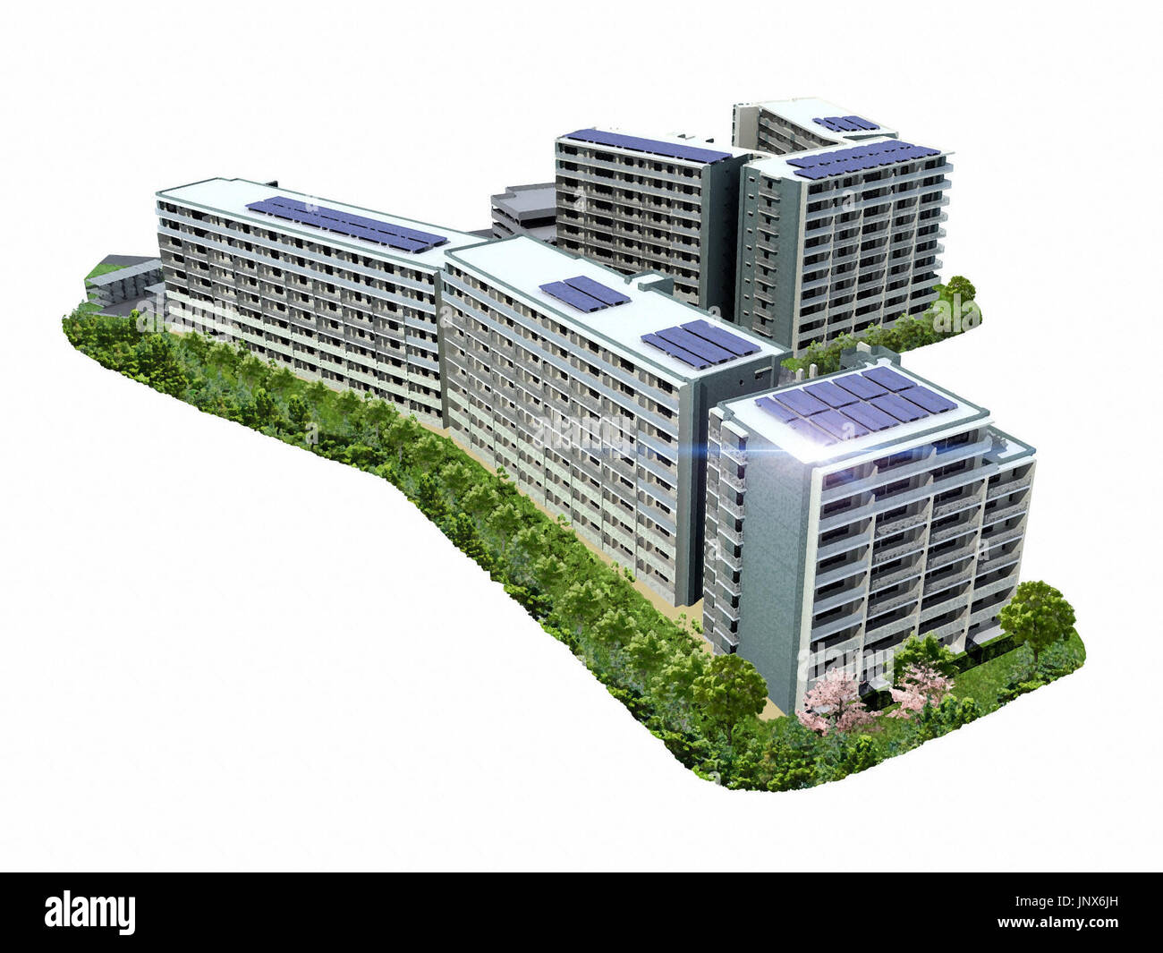 OSAKA, Japan - Photo shows a rendering of a condominium equipped with ...