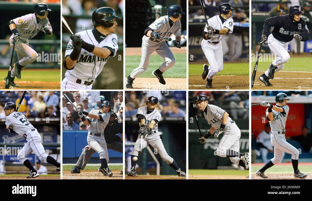 TOKYO, Japan - Combined photo shows batting by Ichiro Suzuki of the ...