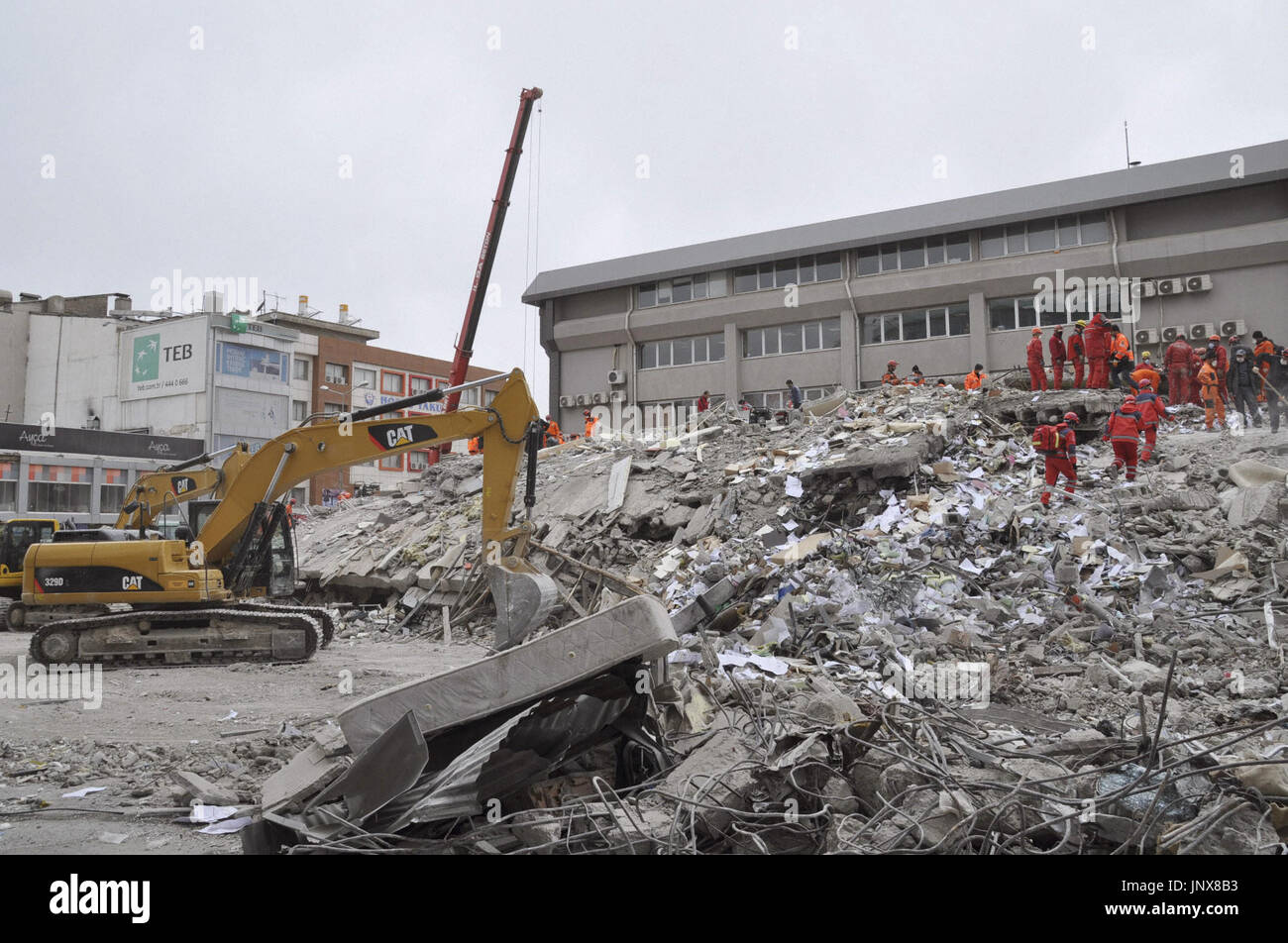 VAN, Turkey - Photo shows the rubble left by the collapse of the Bayram ...