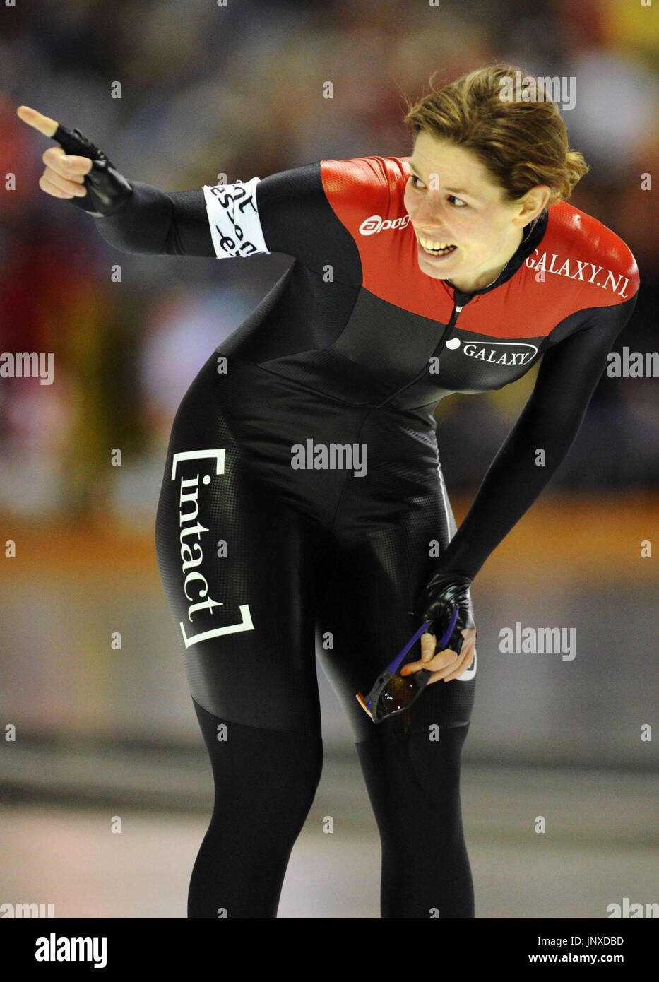 CALGARY, Canada - Christine Nesbitt of Canada celebrates after setting ...