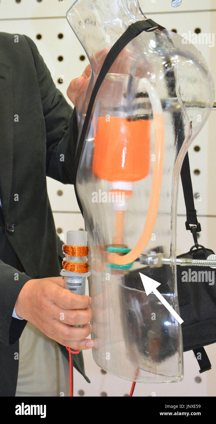 SENDAI, Japan - Arrow points at a wirelessly controlled mechanical ...