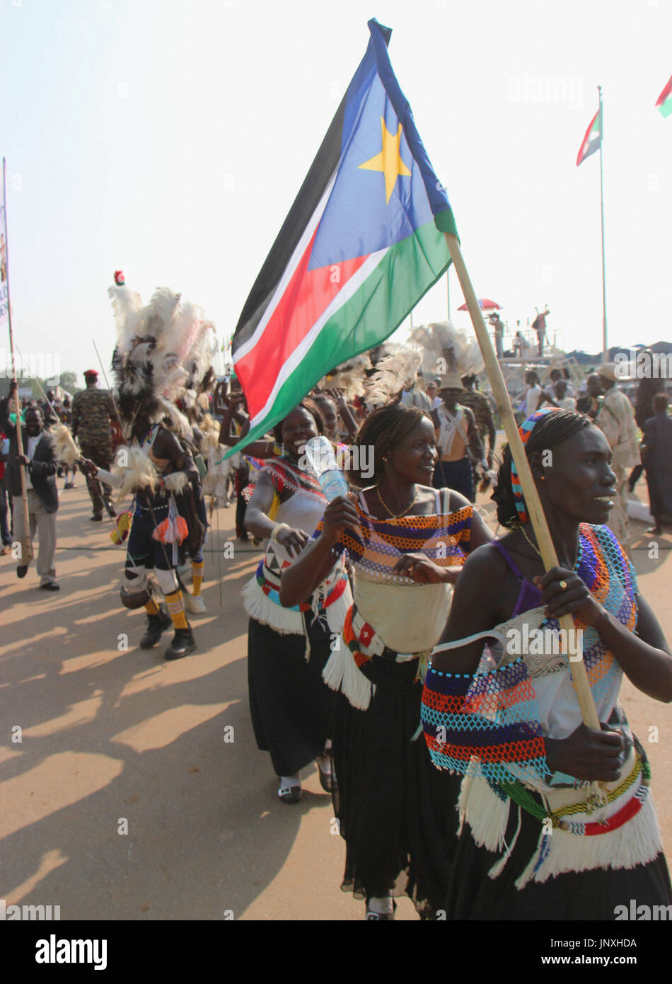 JUBA, South Sudan - People dance in ethnic costumes in Juba, the ...