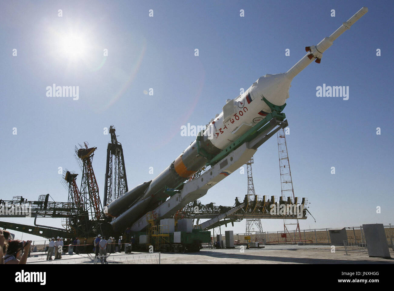 BAIKONUR, Kazakhstan - A rocket to be manned by three astronauts ...