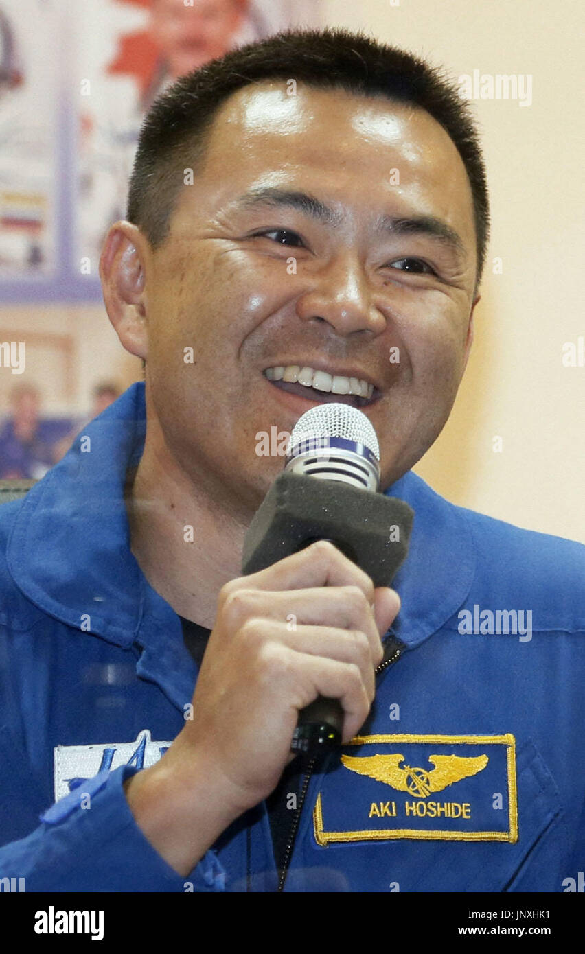BAIKONUR, Kazakhstan - Japanese astronaut Akihiko Hoshide speaks during ...
