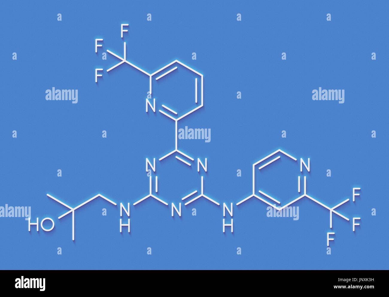 Enasidenib cancer drug molecule (IDH2 inhibitor). Skeletal formula ...